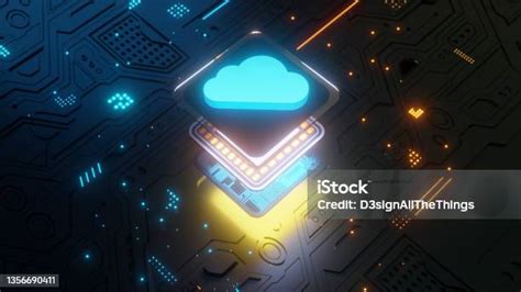 기술 마더보드 배경의 미래 형 클라우드 기호 개념 적 이미지의 3d 렌더링 0명에 대한 스톡 사진 및 기타 이미지 0명 3