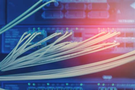 Information Technology Computer Network Network Switch And Ethernet Cables Stock Image Image