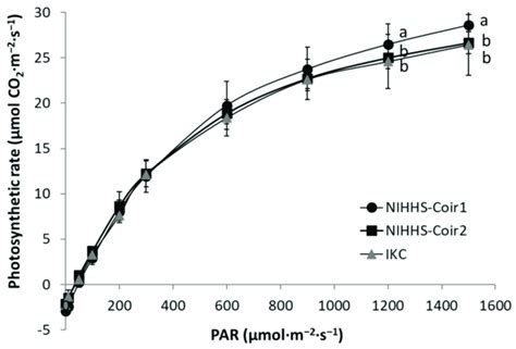 Light Response Curves Of Net Photosynthesis In The Fully Expanded
