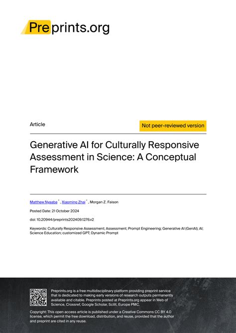Pdf Generative Ai For Culturally Responsive Assessment In Science A