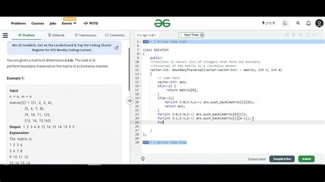 Boundary Traversal Of Matrix Youtube
