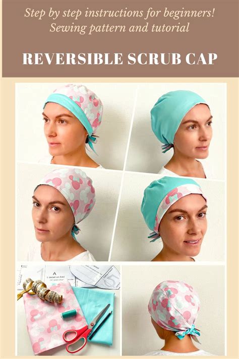 Reversible Scrub Cap Sewing Pattern Style9 Doubleside Printable Scrub
