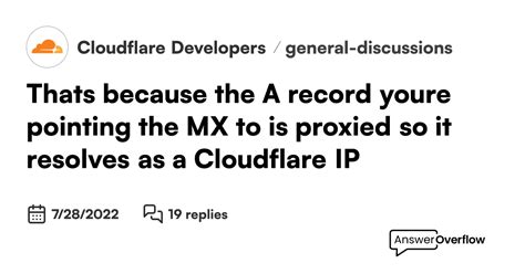 Thats Because The A Record Youre Pointing The Mx To Is Proxied So It