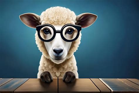Premium Photo Image Of A Funny Sheep Wearing Sunglasses On Blue