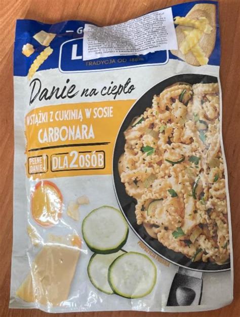 Danie na ciepło Wstążki z cukinią w sosie carbonara Lubella kalorie