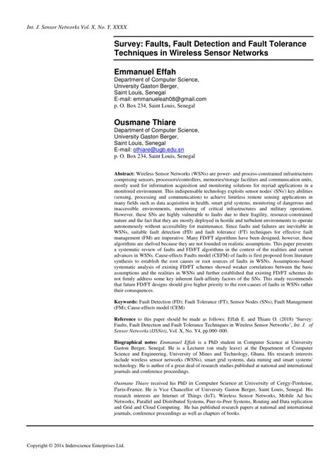 pdf survey faults fault detection and fault tolerance techniques in