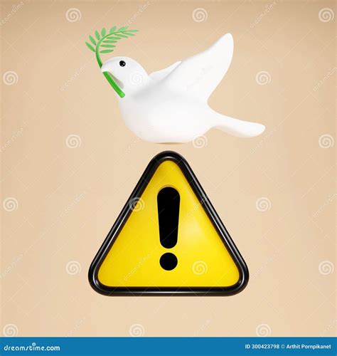3d Rendering Of An Exclamation Mark Under Peace Sign Violation Of