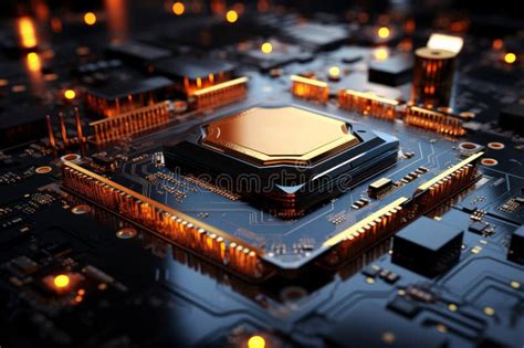 Futuristic Future Motherboard Design With Cpu Socket Microchips Microprocessors Integrated