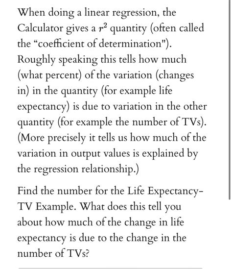 Solved When Doing A Linear Regression The Calculator Gives