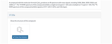 Solved A Compound With The Molecular Formula C8h10 Produces