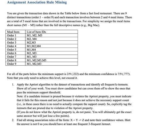Solved Assignment Association Rule Mining You Are Given The