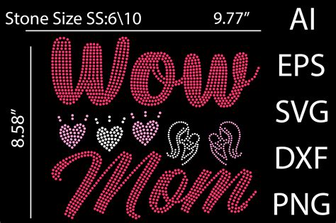 Wow Mom Rhinestone Design Graphic By Trusted Designer · Creative Fabrica