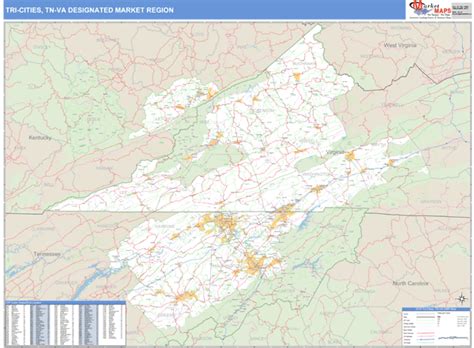 Tri Cities Va Tn Dmr Wall Maps Basic Style