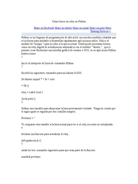 cómo hacer un reloj en python pdf métodos y materiales de enseñanza
