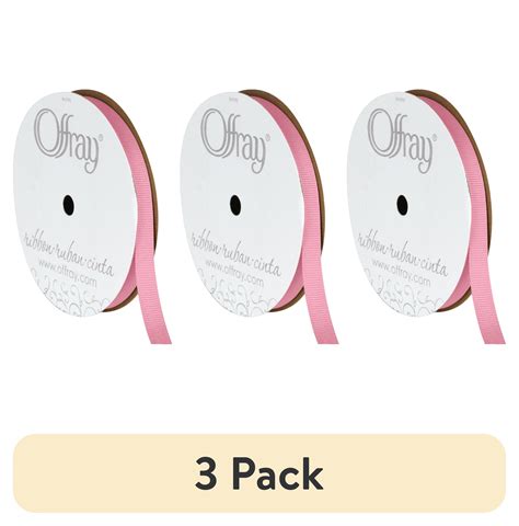 3 Pack Offray Ribbon Pink 38 Inch Grosgrain Polyester Ribbon 18