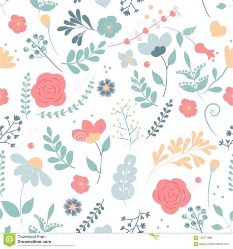 Seamless Cute Floral Vector Pattern Background