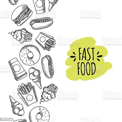 Fast Food Set Of Cartoon Vector Background向量圖形及更多冰圖片 冰 古柯植物 可樂 Istock