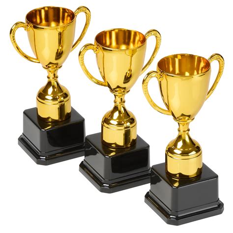 Fun Gold Plastic Trophies 3 Pack 7 Inch Award Trophy Cup Set For