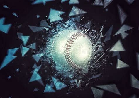 3d Illustration Of Synthetic Explosion Effect On Baseball Ball Stock
