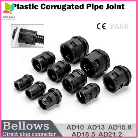 Memgouo Plastic Corrugated Pipe Joint Multisize Black Bellows Joint