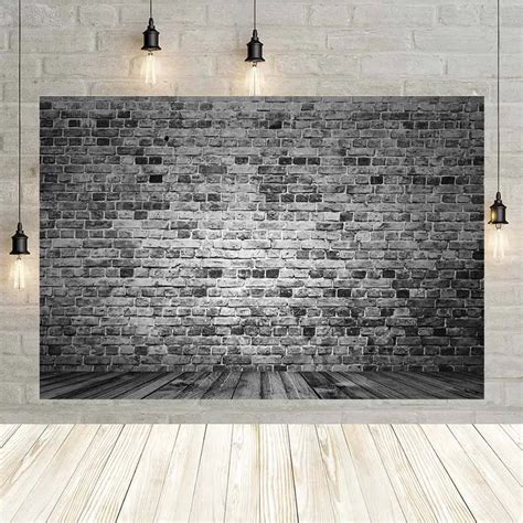 Avezano Fondo de fotografía con pared de ladrillo gris suelo de madera