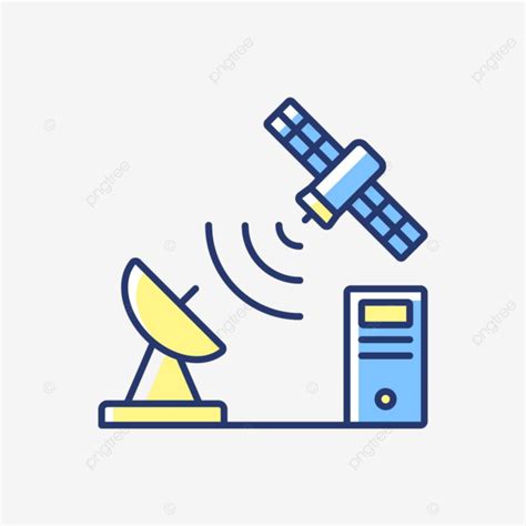Icon Depicting Blue And Yellow Tcp Transmission Via Satellite Using Rgb