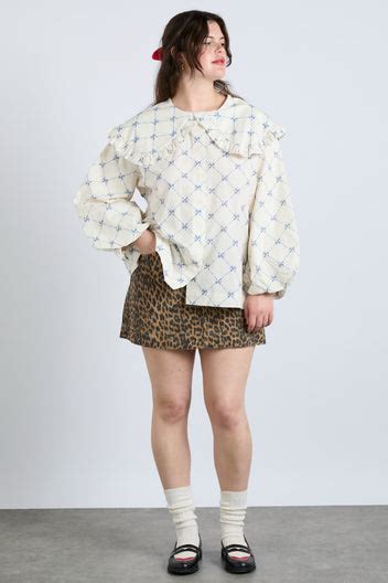 Lola Blouse Bow Print Damson Madder