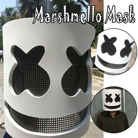 Marshmello Mask Cosplay Led Luminous Helmet Halloween Prop Dj Masks