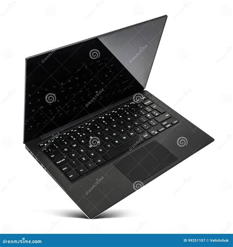 Hovering Black Laptop With Black Screen Stock Image Image Of Blank