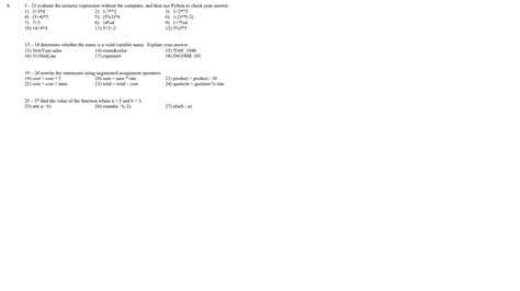 Solved Programming Exercises Variables 1 Write One Line