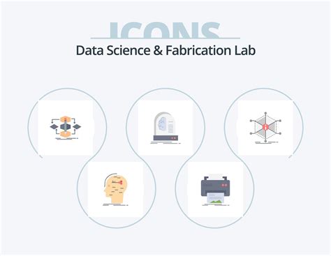 Data Science And Fabrication Lab Flat Icon Pack 5 Icon Design Future Ai Hardware Process