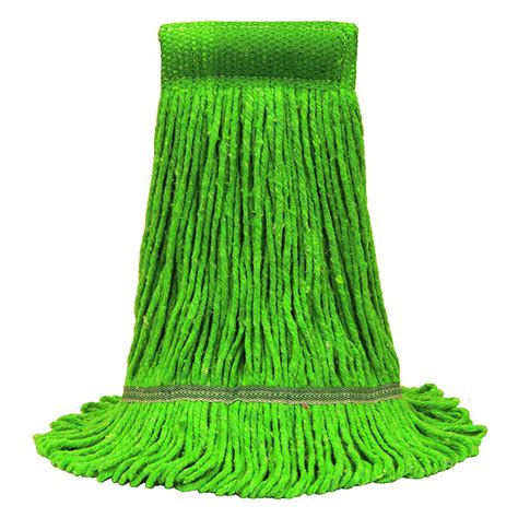 Maxiclean® Cotton And Synthetic Blend Green Wet Mops W 5 Wide Band