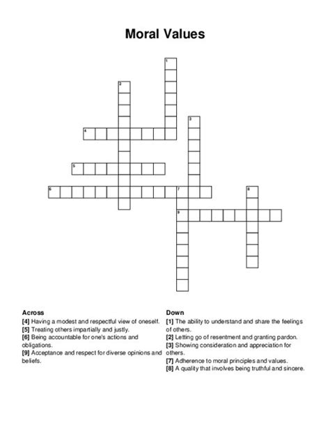 Set Of Values Crossword