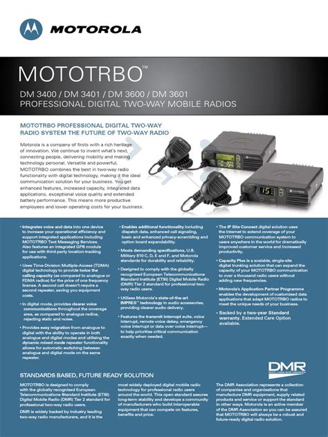 Dm3400 3401 Spec Sheet Pdf Radio Electronics