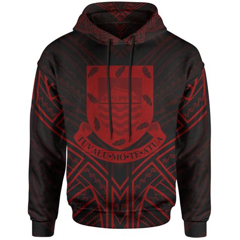 Tuvalu Hoodie Tuvalu Seal Red Tribal Patterns