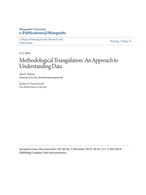 Methodological Triangulation An Approach To Understanding Data Pdf Methodology