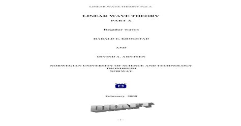 Pdf Linear Wave Theory Ntnu€¦ · Linear Wave Theory Part A 1 1