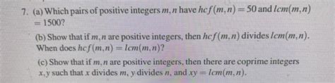 Solved 7 A Which Pairs Of Positive Integers Mn Have
