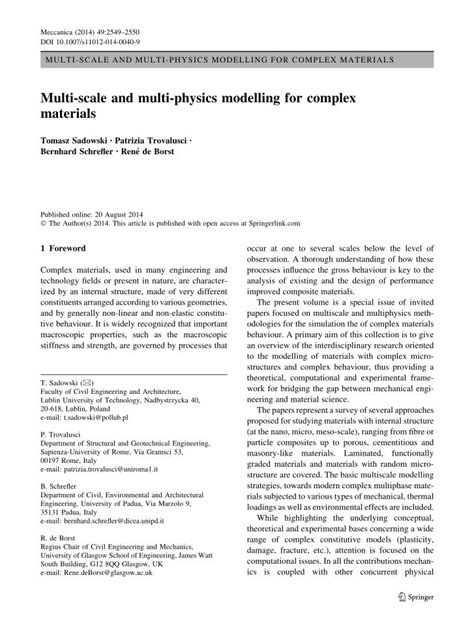 Pdf Multi Scale And Multi Physics Modelling For Complex Materials