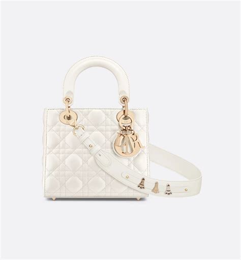 Small Lady Dior My Abcdior Bag Latte Pearlescent Cannage Lambskin Dior