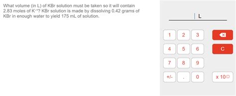 Solved What Volume In L Of KBr Solution Must Be Taken So Chegg Com