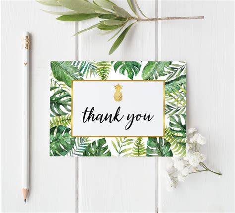 The Invite Lady Tropical Thank You Cards Aloha Luau Hawaii Pineapple