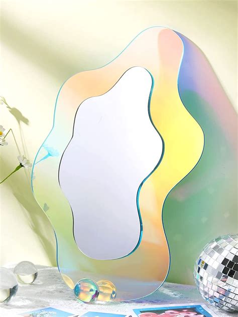 물결 모양 거울 무지개 Frameless 목욕탕 입구를 위한 Retro 아크릴 거울 불규칙한 심미적인 허영 거울 Buy Broadway 조명이 화장 거울 매달려 화장대