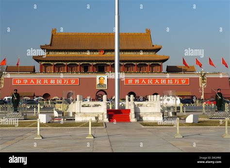 The Flag Podium In Front Of Gate Of Heavenly Peace On Tiananmen Square