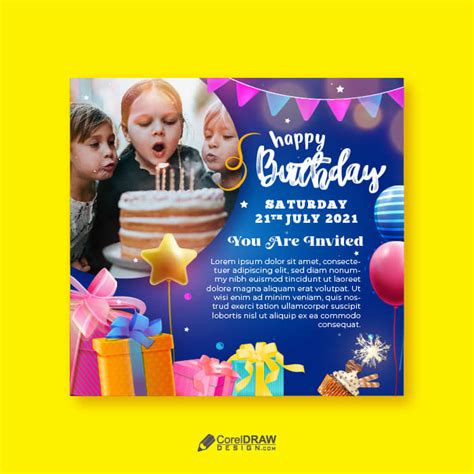 Happy Birthday 🎂wishes Invitation Coreldraw Design