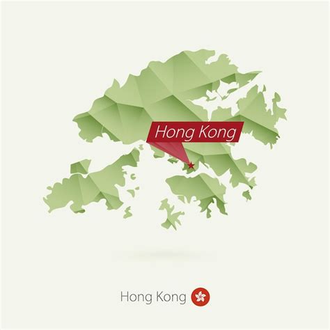 Premium Vector Green Gradient Low Poly Map Of Hong Kong With Capital