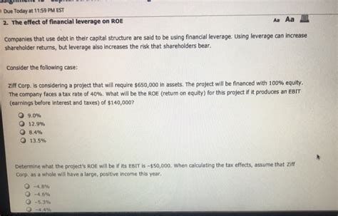 Solved Due Today At 1159 Pm Est 2 The Effect Of Financial