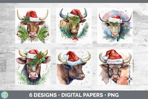 Christmas Bull Backgrounds Digital Scr Graphic By Enliven Designs