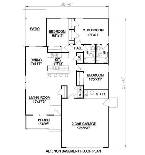 Bungalow Style House Plan 3 Beds 2 Baths 1216 Sqft Plan 116 262