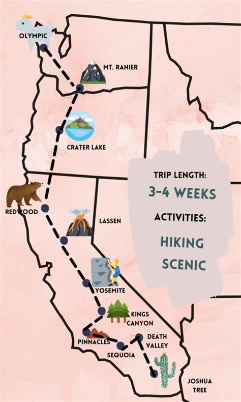 National Park Road Trip Map West Coast 60 Photos